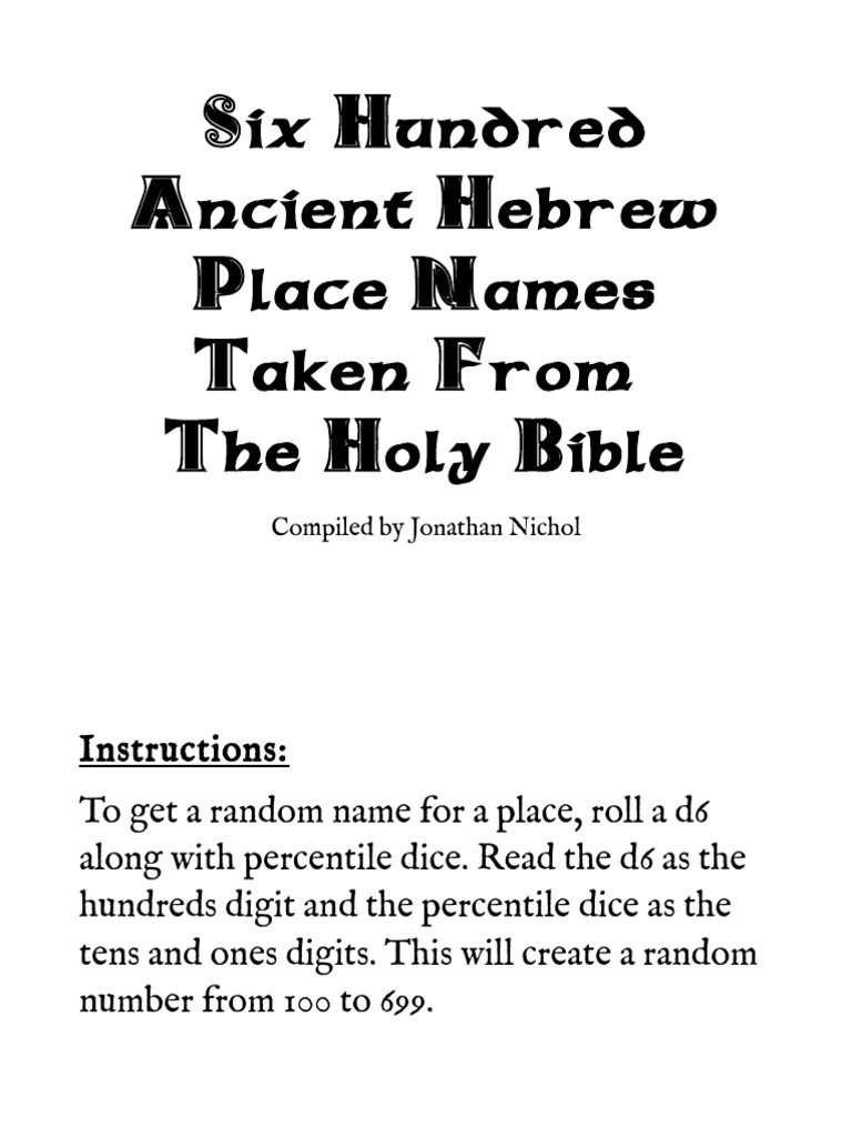 Biblical Hebrew Place Names List | PDF | Hebrew Bible | The Exodus