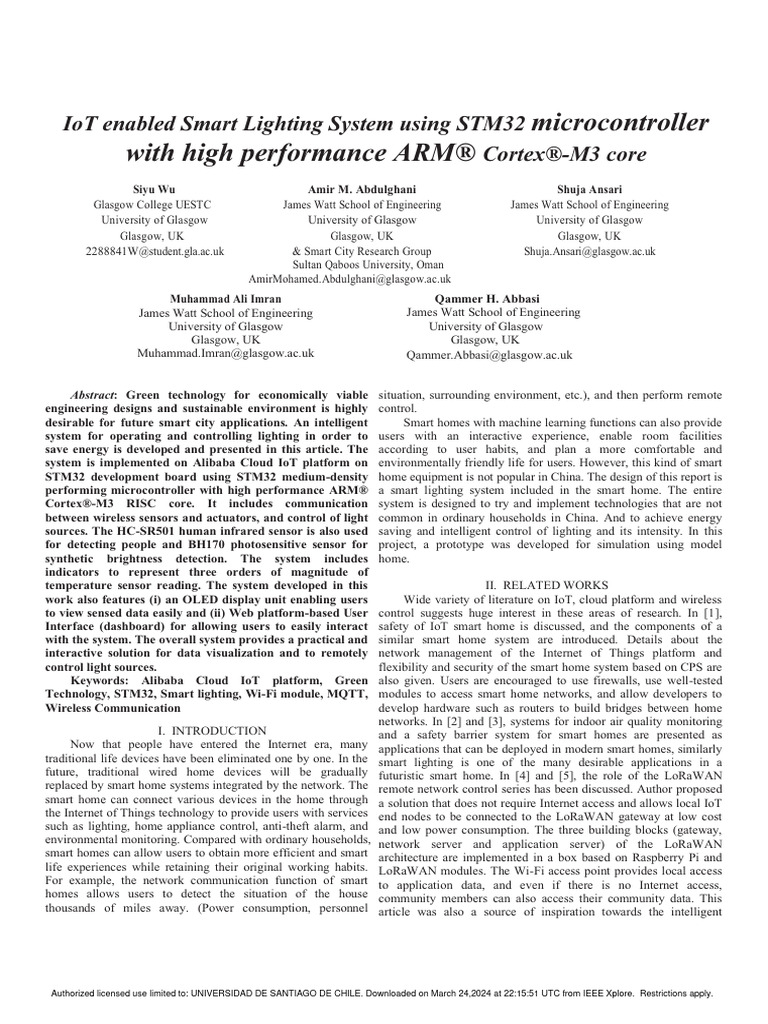 IoT Enabled Smart Lighting System Using STM32 Microcontroller With High Performance ARM Cortex ...