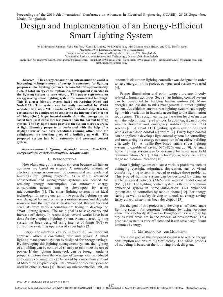 Design and Implementation of An Energy-Efficient Smart Lighting System | PDF | Computer ...