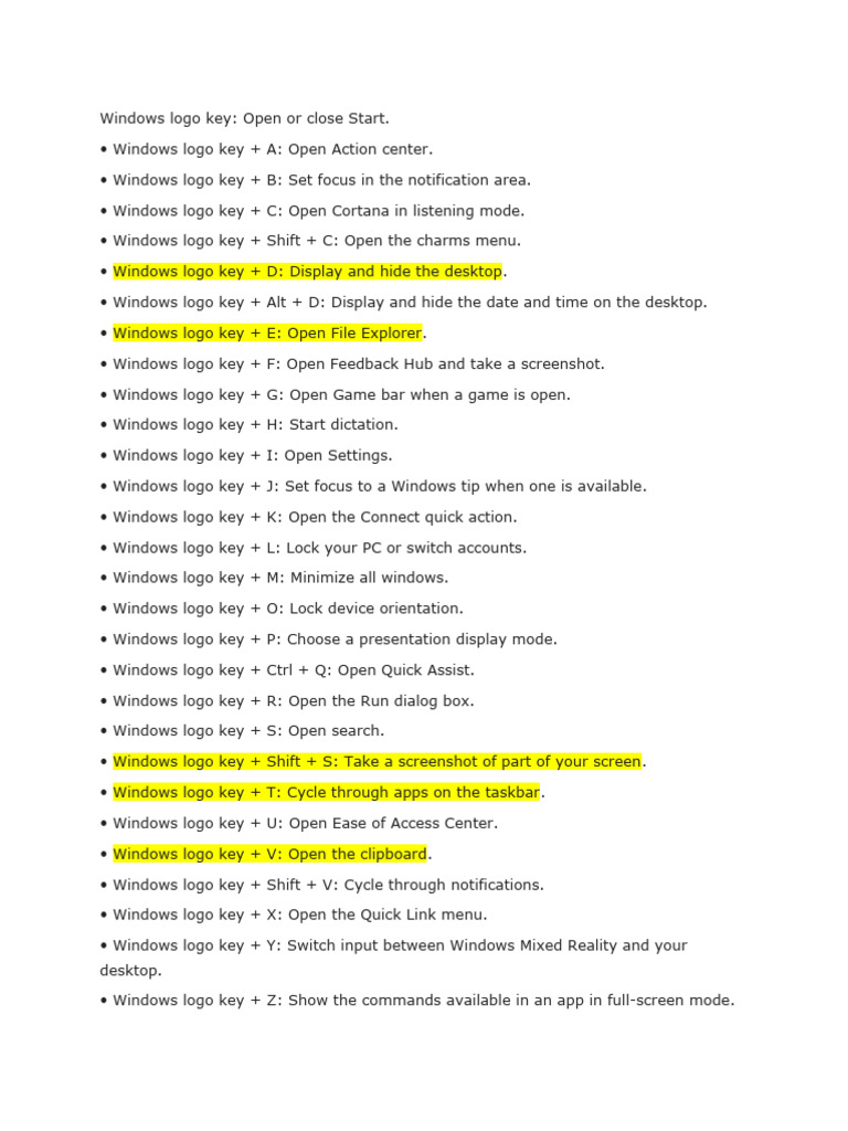 Windows Logo Key Shortcuts | PDF | Microsoft Windows | Microsoft Software