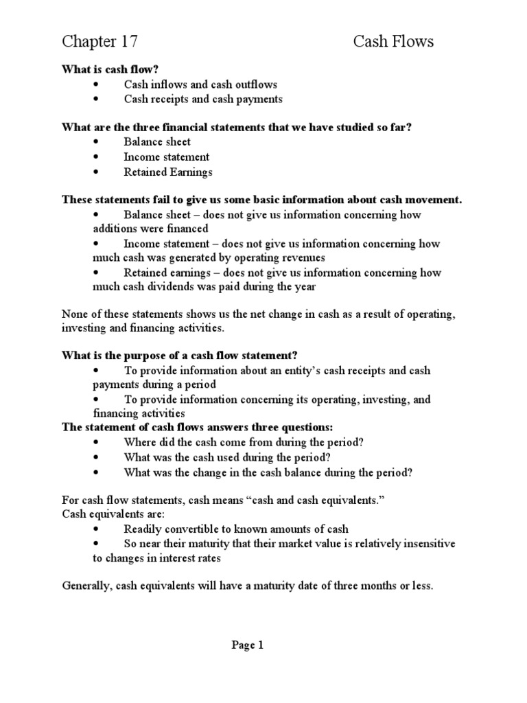New Chapter 17 - Cash Flow | PDF | Cash Flow Statement | Expense