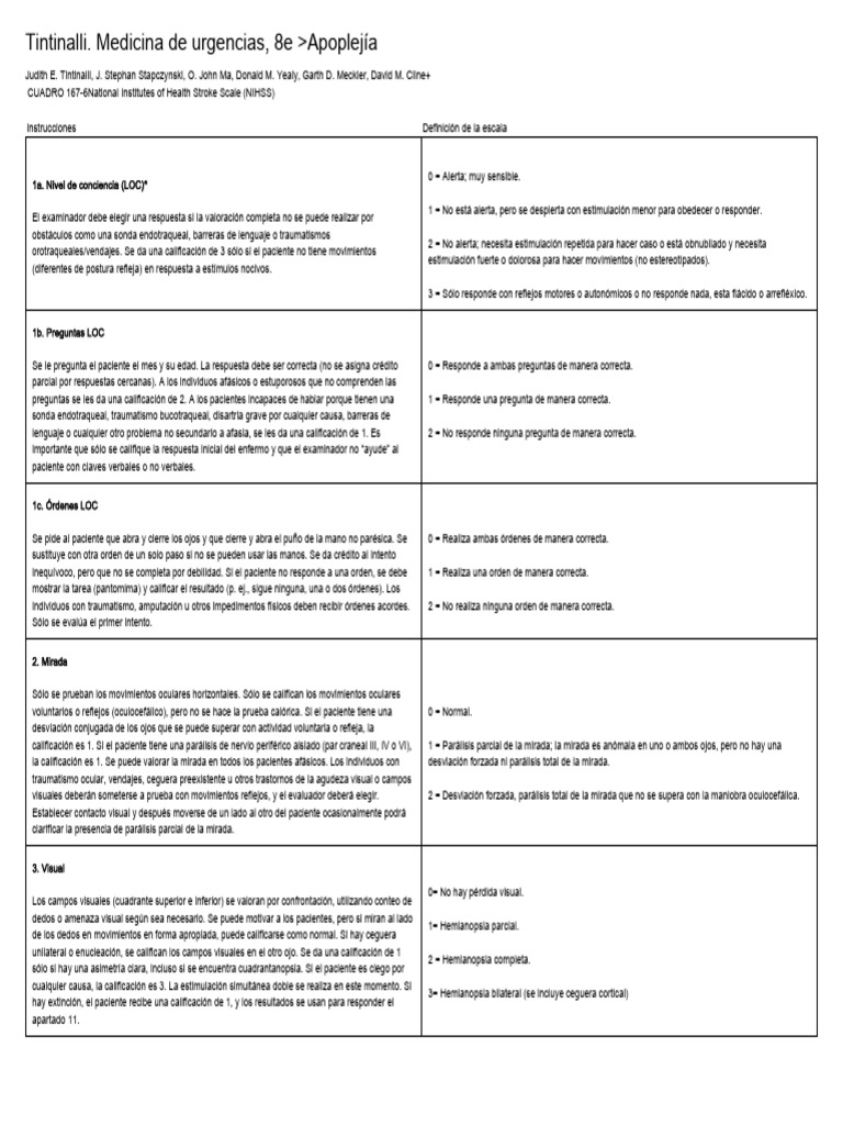 National Institutes of Health Stroke Scale (NIH | PDF | Afasia ...