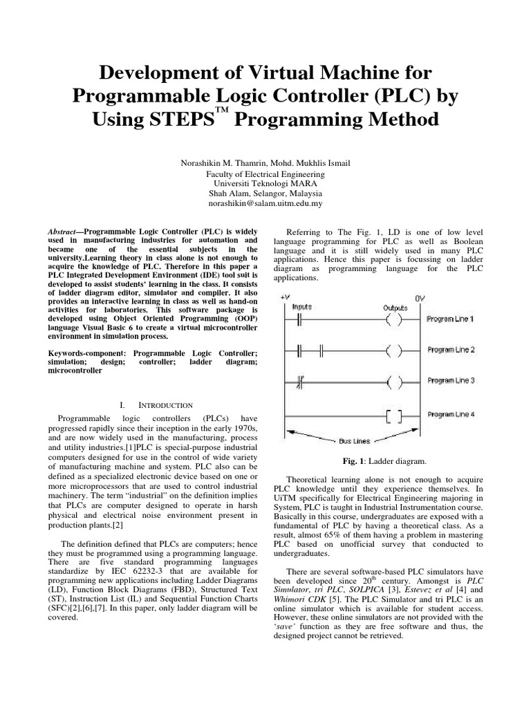 Development Of Virtual Machine For Programmable Logic Controller Plc By Using Steps