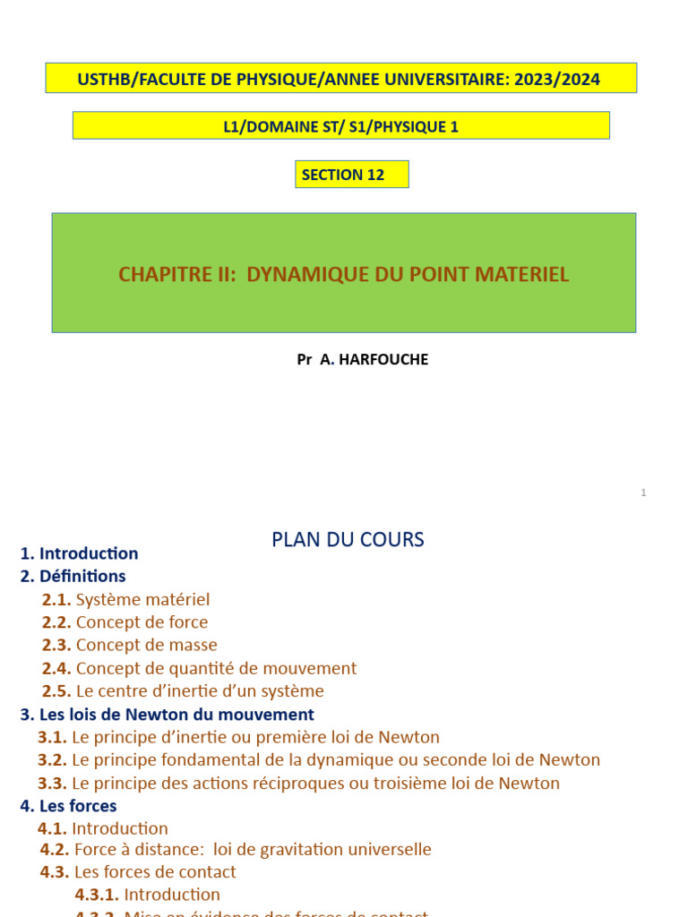 CHAPITRE II Dynamique | PDF | Obliger | Friction