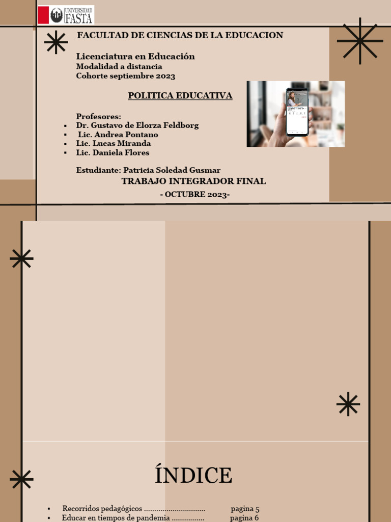 Trabajo Integrador Final - Politica Educativa 2023 | PDF | Aprendizaje | Enseñando