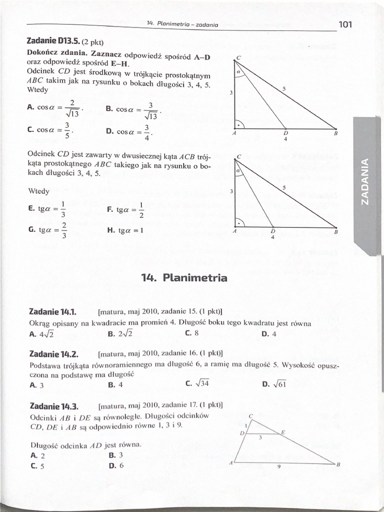 Zadania Maturalne-Planimetria | PDF