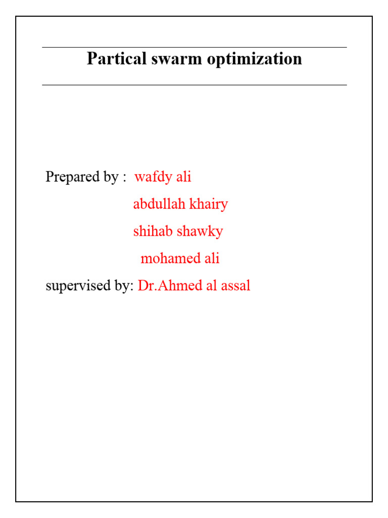 Partical Swarm Optimization | PDF | Mathematical Optimization | Velocity