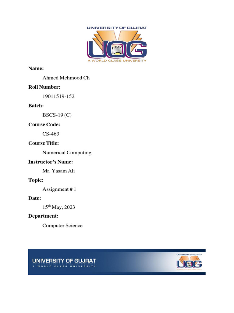 Numerical Computing Assignment 1 | PDF | Theoretical Computer Science | Mathematics