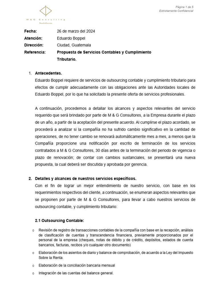 Propuesta Eduardo Boppel | PDF | Contabilidad | Outsourcing