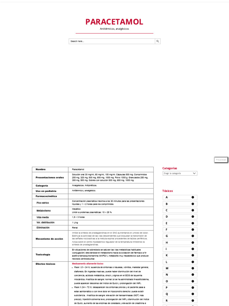 Paracetamol - TOX Seup | PDF | Medicina | Especialidades Medicas