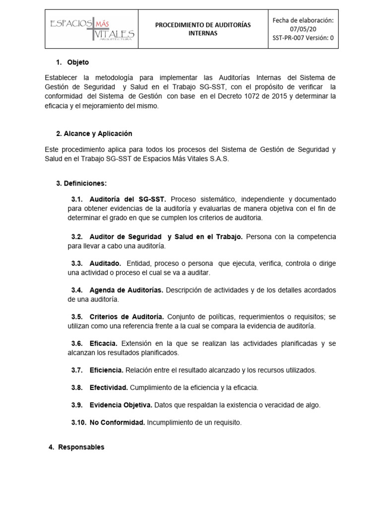 SST-PR-007 Procedimiento de Auditorías Internas | PDF | Auditoría ... SST-PR-007 Procedimiento de Auditorías Internas | PDF | Auditoría ...