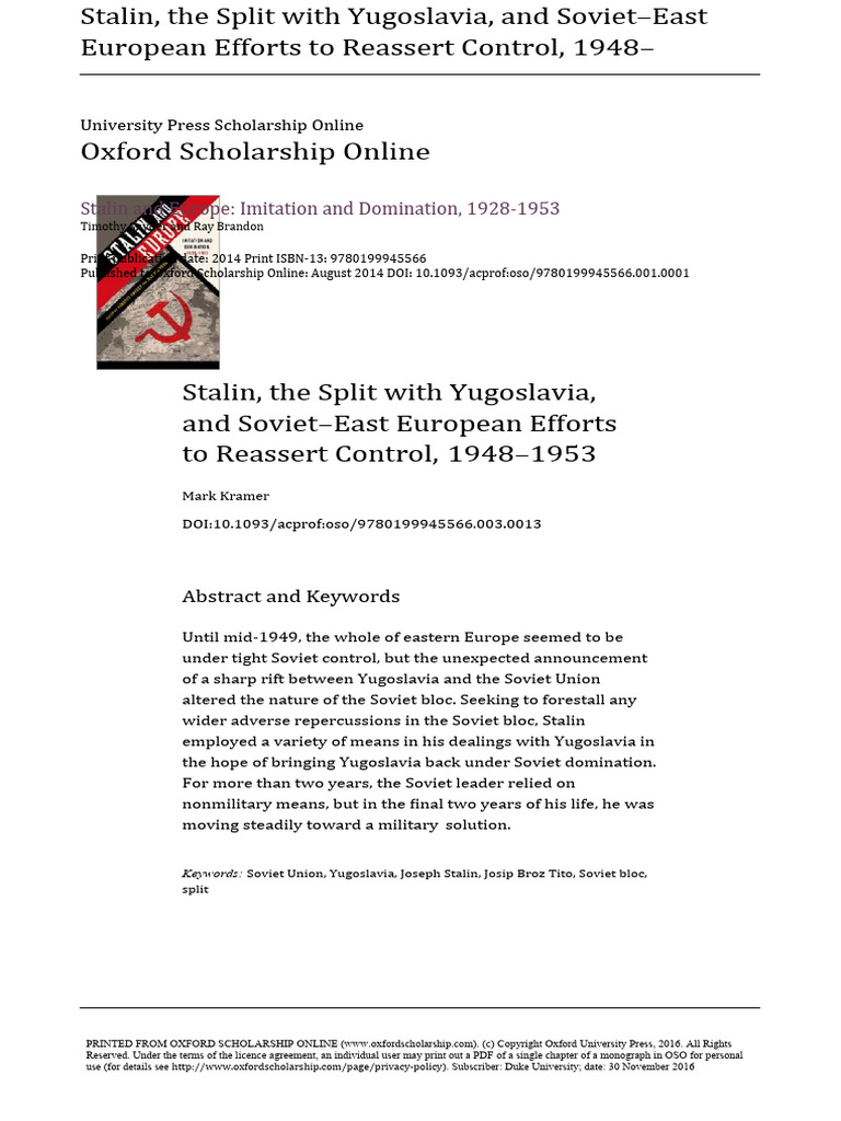Stalin The Split With Yugoslavia | PDF | World Politics | Josip Broz Tito