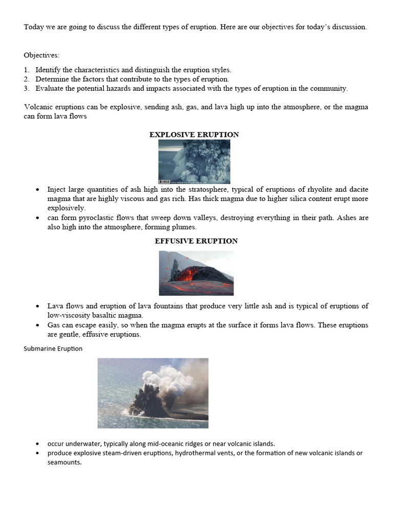 Eruption Styles | PDF | Types Of Volcanic Eruptions | Volcano