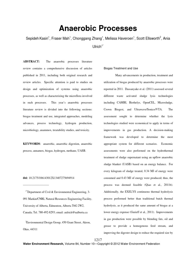 Anaerobic Processes | PDF | Anaerobic Digestion | Biogas