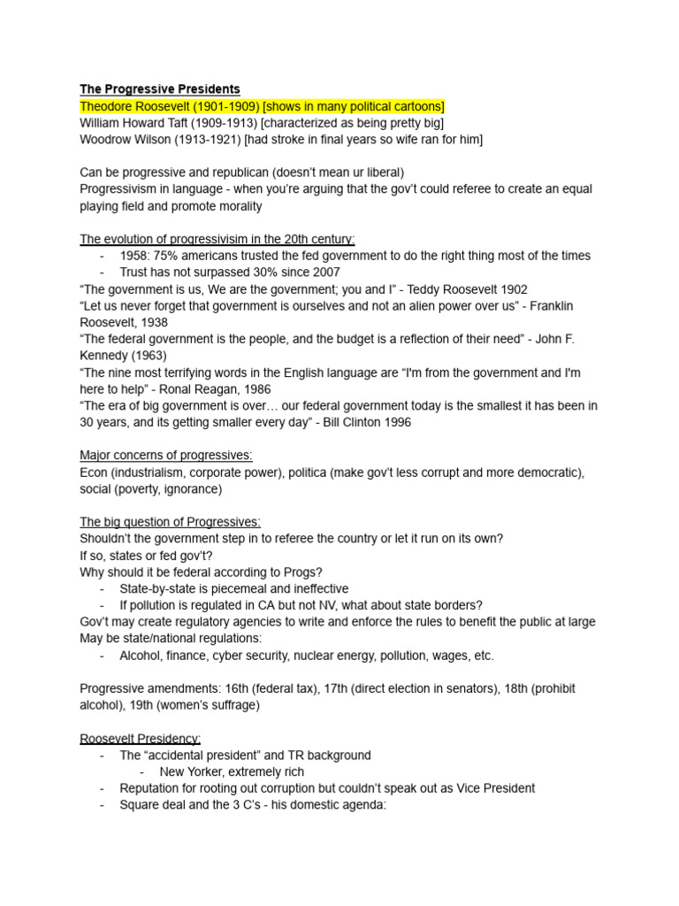 Apush | PDF | Theodore Roosevelt | William Howard Taft