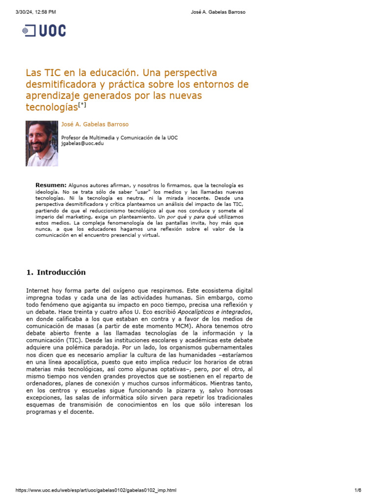 Impacto Crítico de TIC en Educación | PDF | Tecnología de información y ...