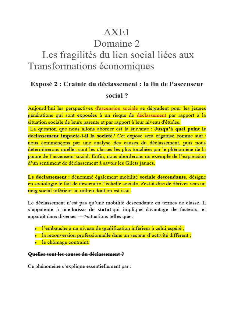 Exposé2 | PDF | Mobilité sociale | Chômage