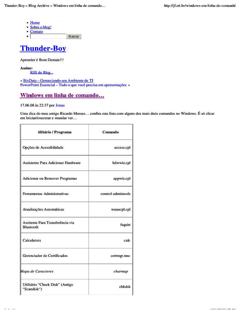 Linhas de Comandos Windows | PDF | Endereço de IP | Arquitetura de ...