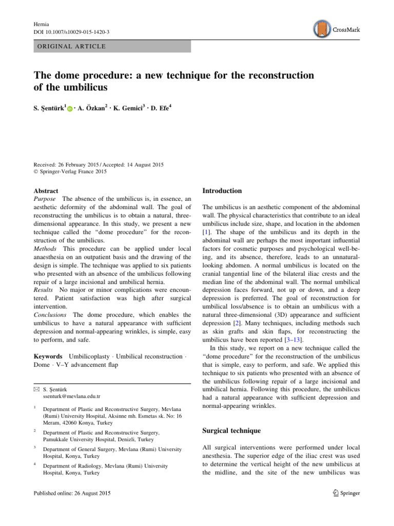 The Dome Procedure: A New Technique For The Reconstruction of The ...