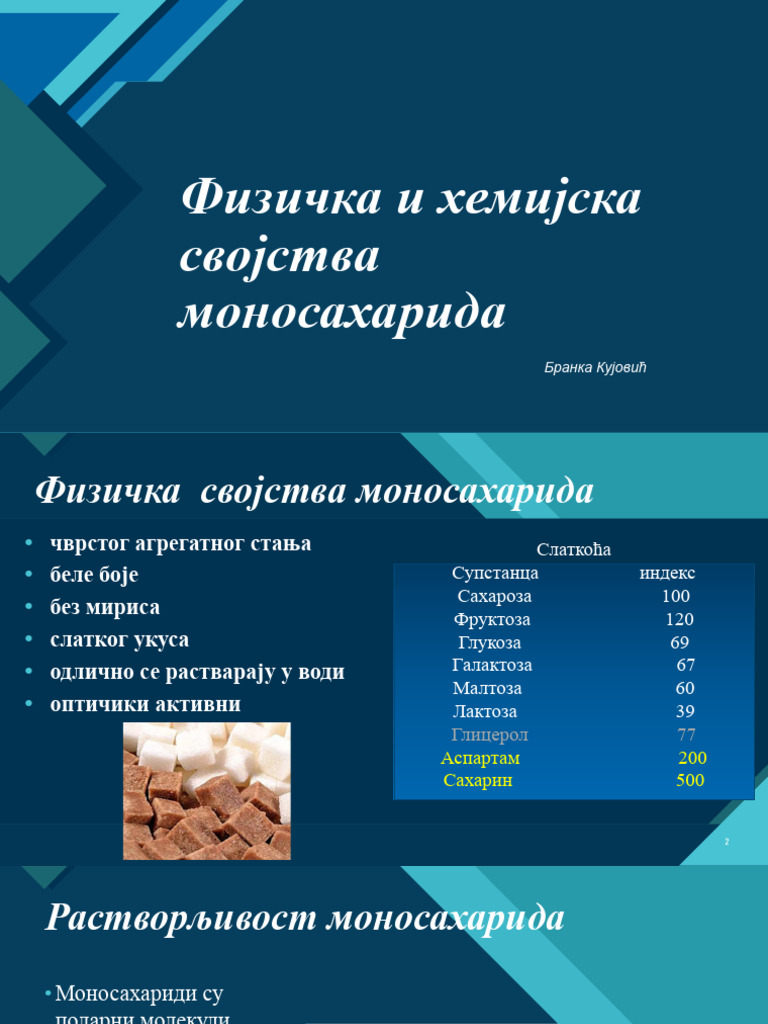 Fizicka I Hemijska Svojstva Monosaharida | PDF