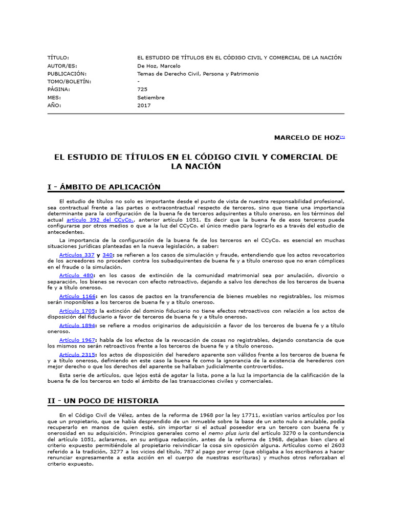 Estudio de Titulos - Marcelo de Hoz | PDF | Derecho civil (sistema ...
