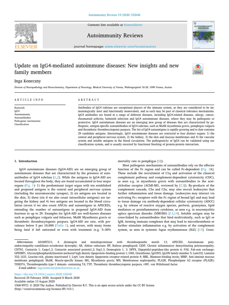 Update On IgG4-mediated Autoimmune Diseases | PDF | Immunoglobulin G ...