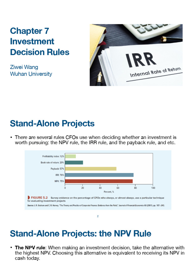 Ch7 Investment Decision Rules | PDF | Internal Rate Of Return | Net Present Value