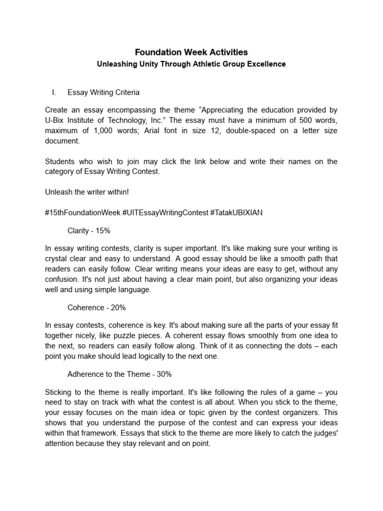 Foundation Week - Criteria | PDF | Essays | Creativity