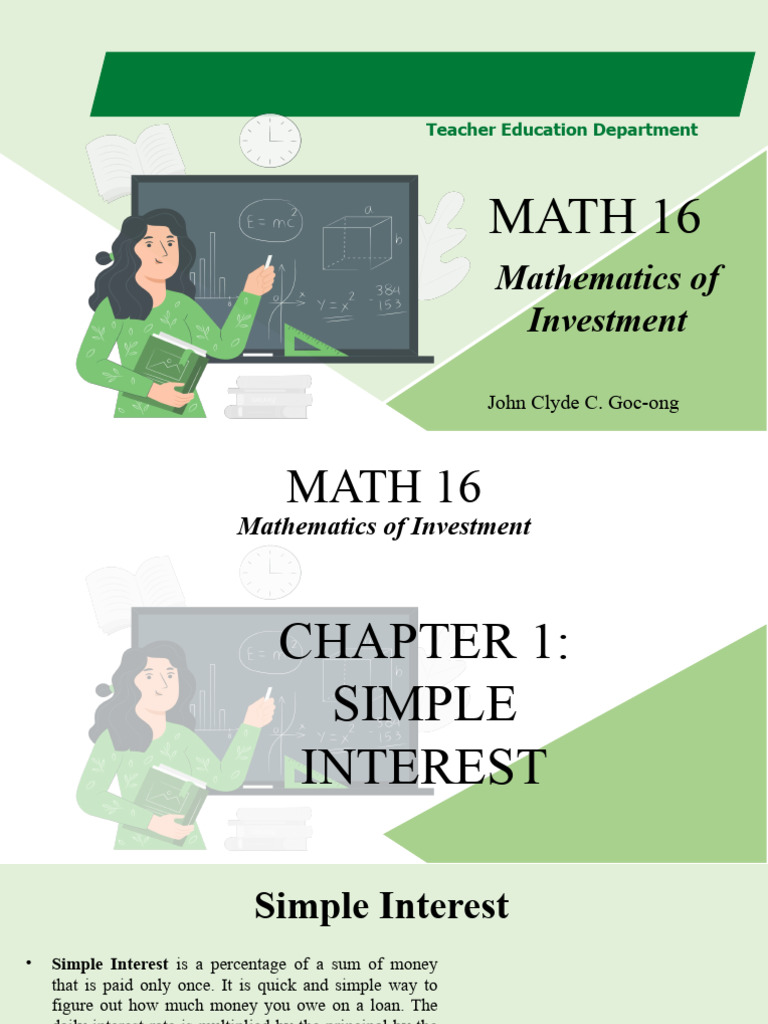 Math 16: Mathematics of Investment | PDF | Interest | Discounting