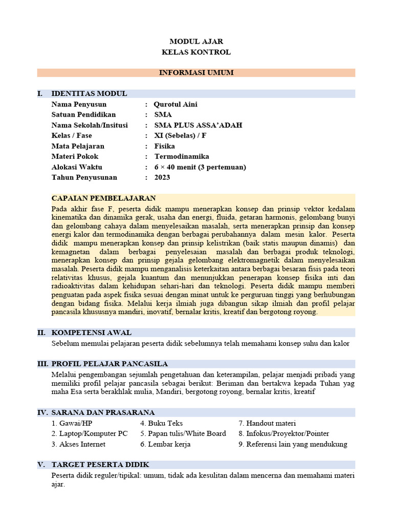 MODUL AJAR Kontrol | PDF