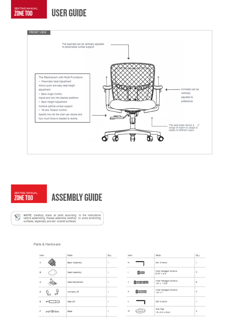 US01 213 Assembly Guide | PDF | Screw | Chair