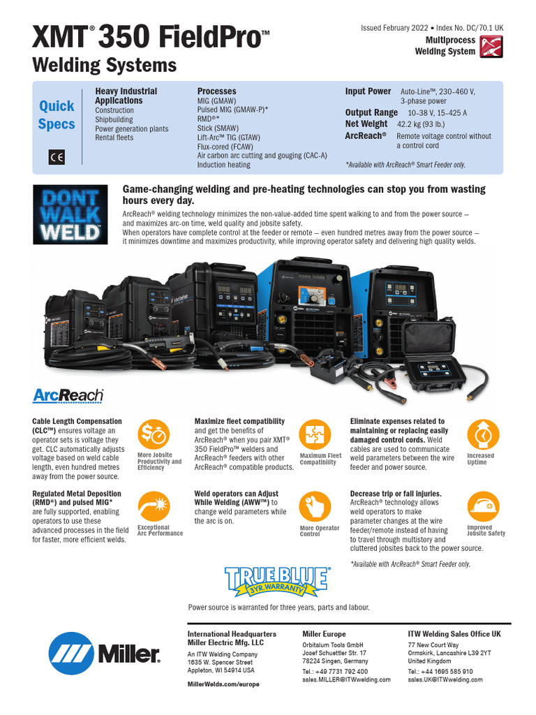DC70 1 UK XMT 350 FieldPro | PDF | Welding | Construction