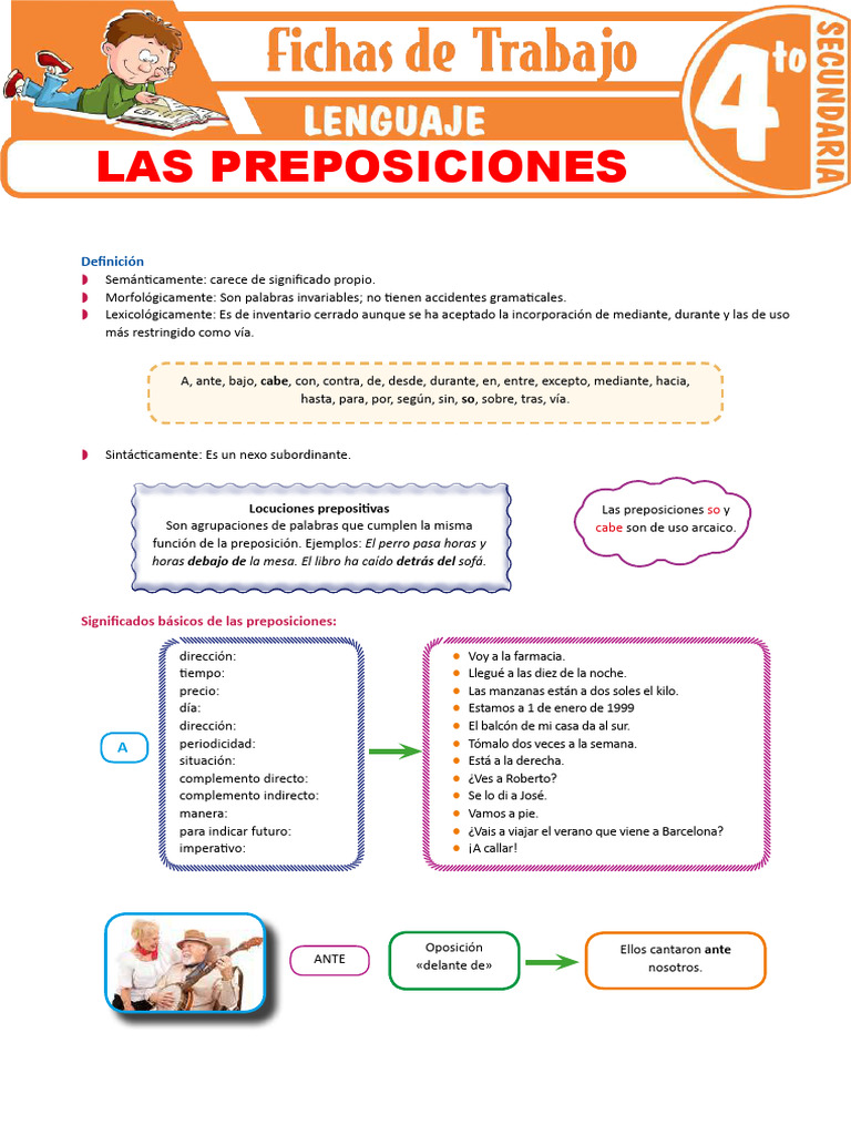 Guía Completa de Preposiciones en Español | PDF | Preposición y Postposición | Mecánica del lenguaje
