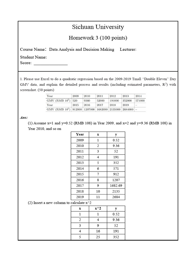 DADM Homework 3 | PDF | Regression Analysis | Coefficient Of Determination