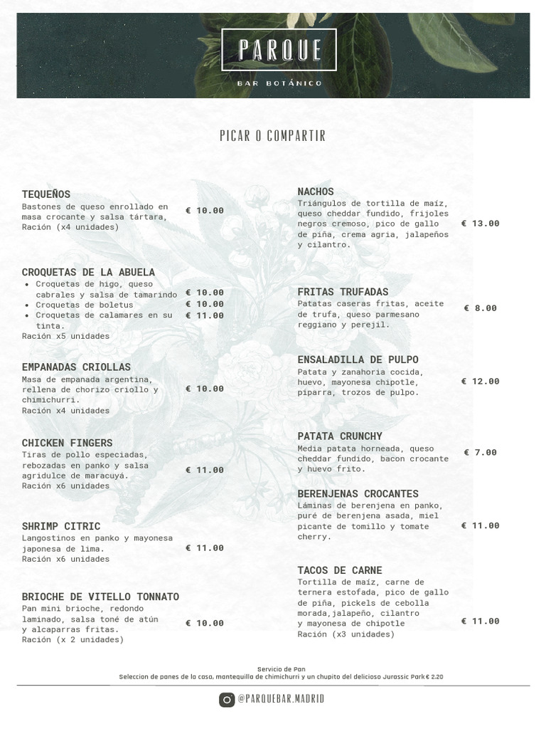 Menu Parque Bar | PDF | Cocina occidental | Cocina