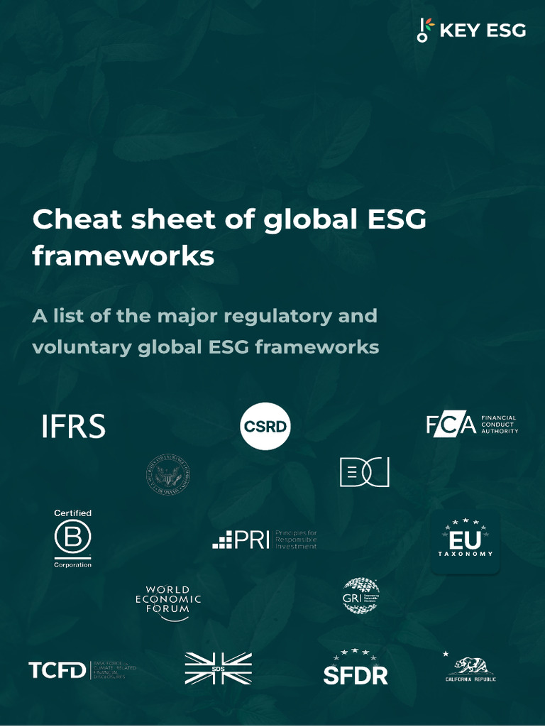 Global ESG Frameworks Cheat Sheet | PDF | Corporations | Financial Services