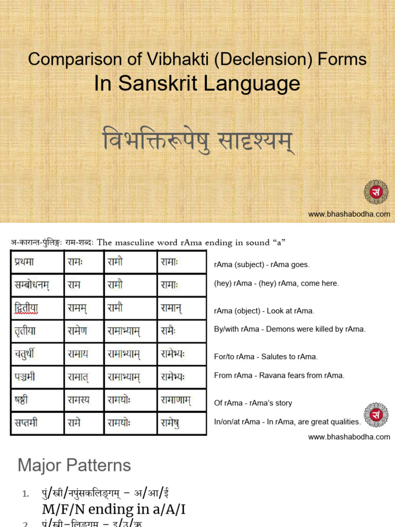 Vibhakti (Declension) Comparison | PDF | Grammatical Gender | Grammatical Number