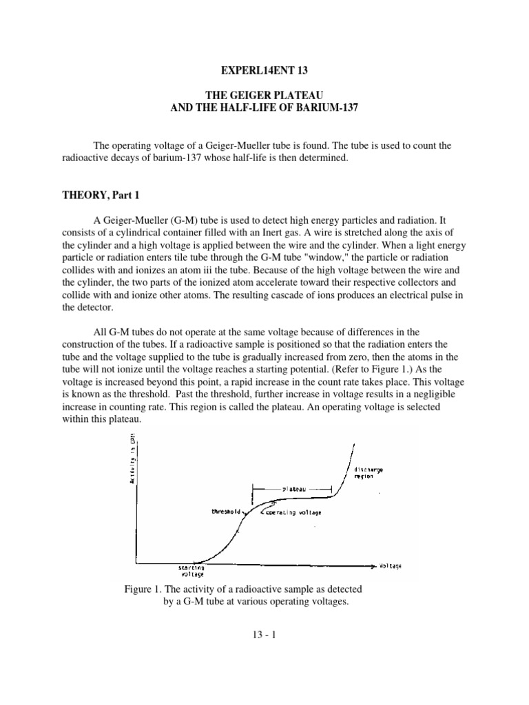 Geiger Plateau and Barium-137 Half-Life | PDF | Radioactive Decay ...