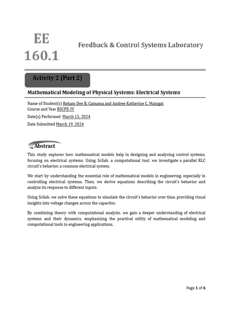 Lab2 2 | PDF | Damping | Electrical Network