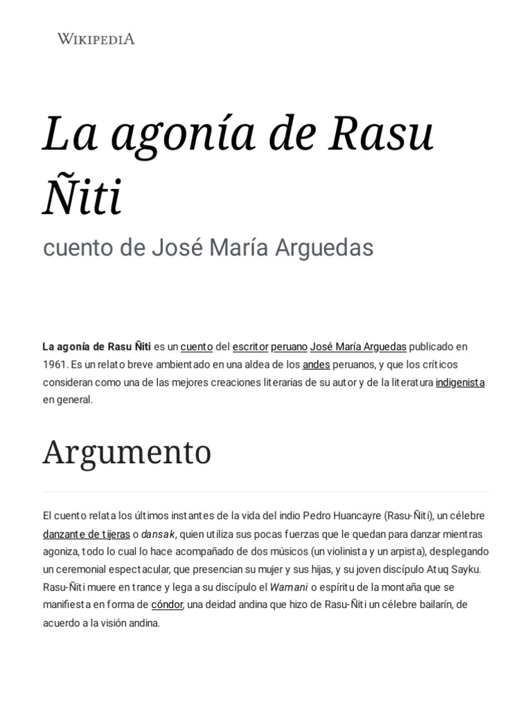 La Agonía de Rasu Ñiti | PDF | Bailes | Las artes