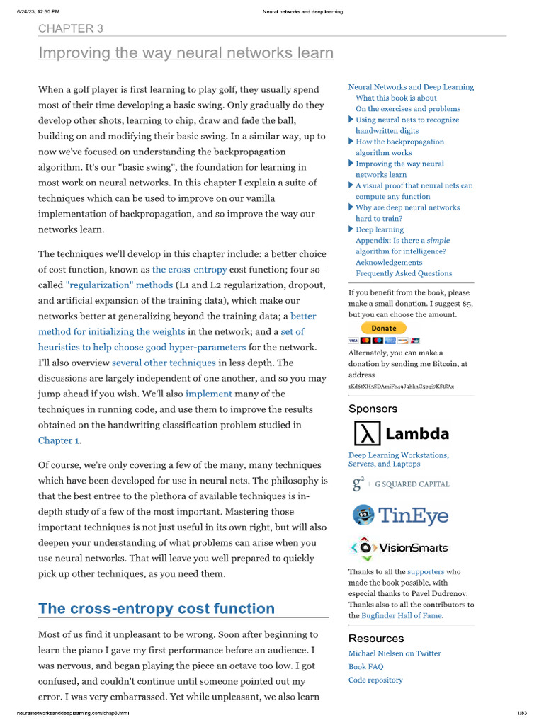 3 Neural Networks and Deep Learning | PDF | Computational Neuroscience
