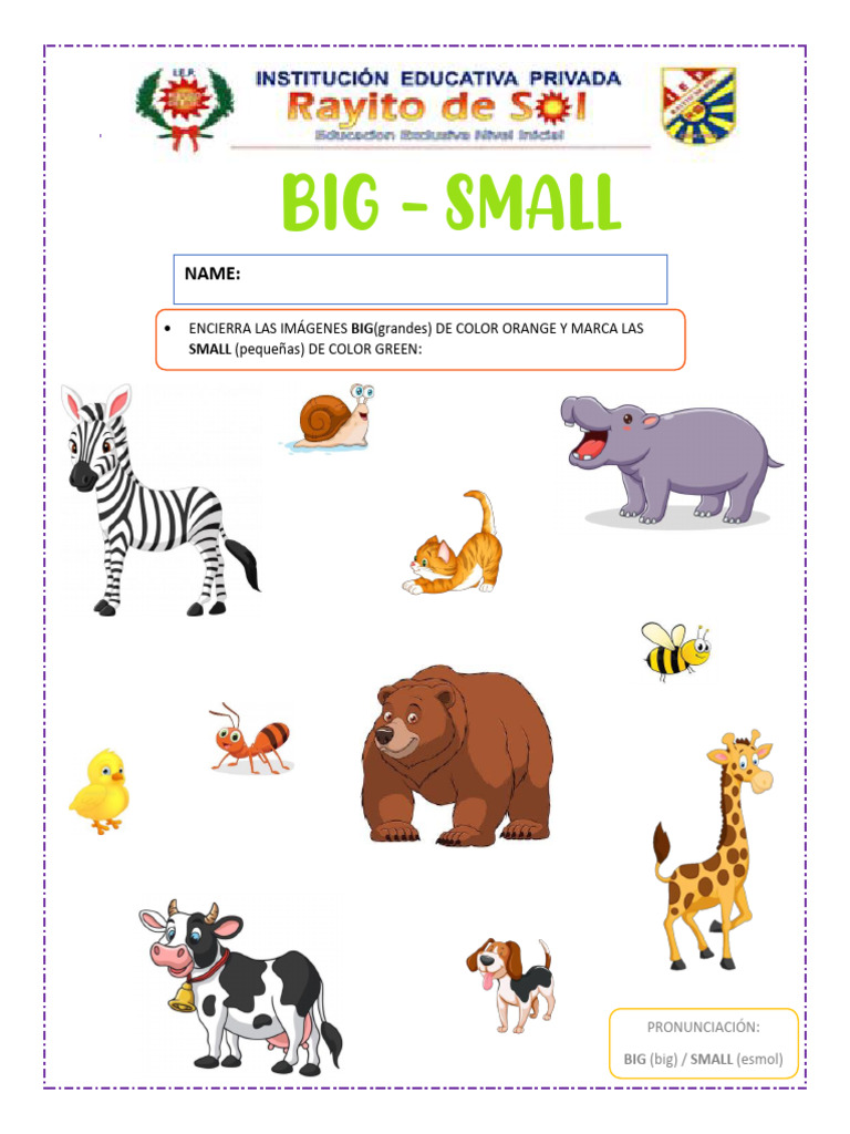 Tarea 4 Años Big-Small y Tall-Short | PDF