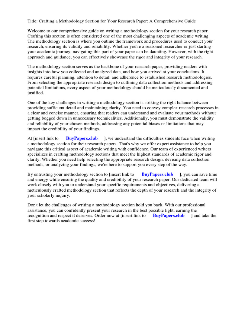 Example Methodology Section Research Paper | Pdf | Methodology 