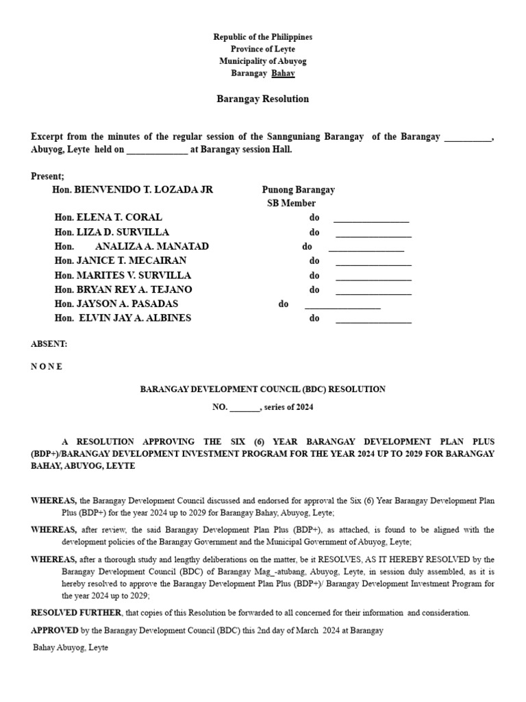 Barangay Resulotion Updated | PDF