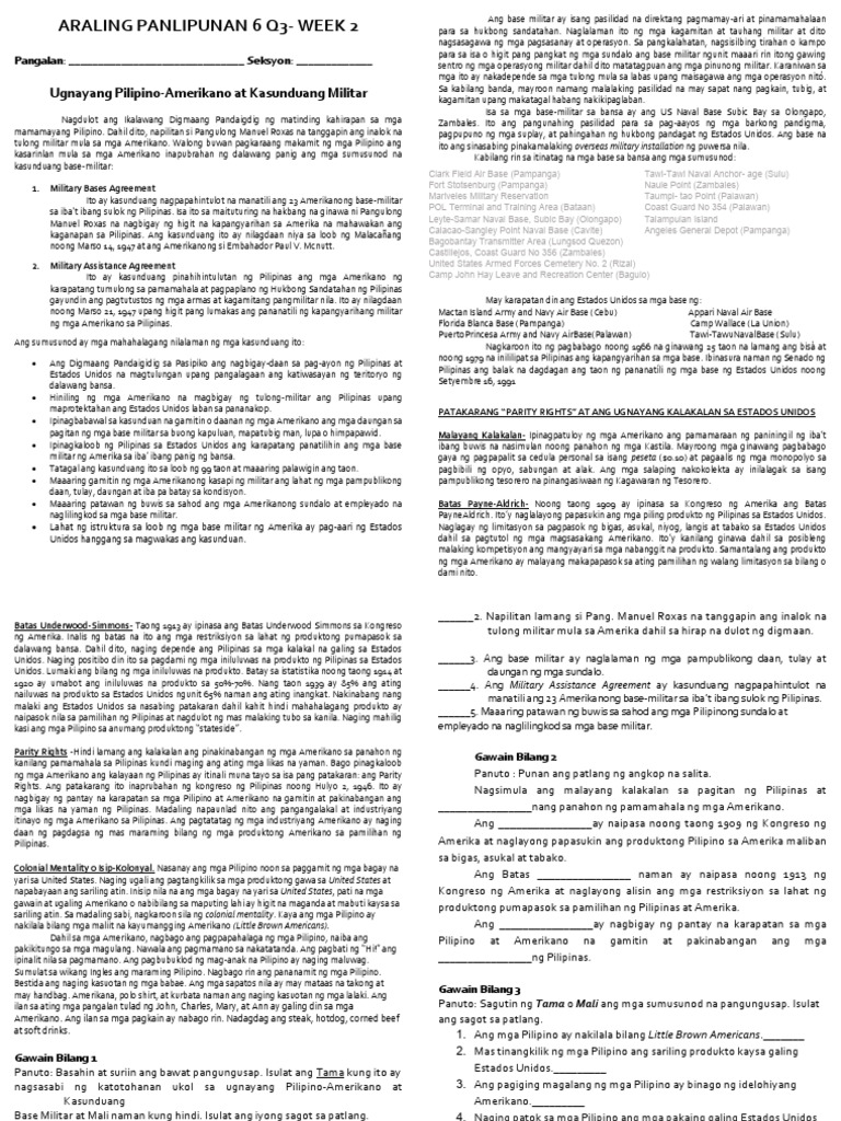 Quarter 3 week 2 AP6 worksheet module | PDF
