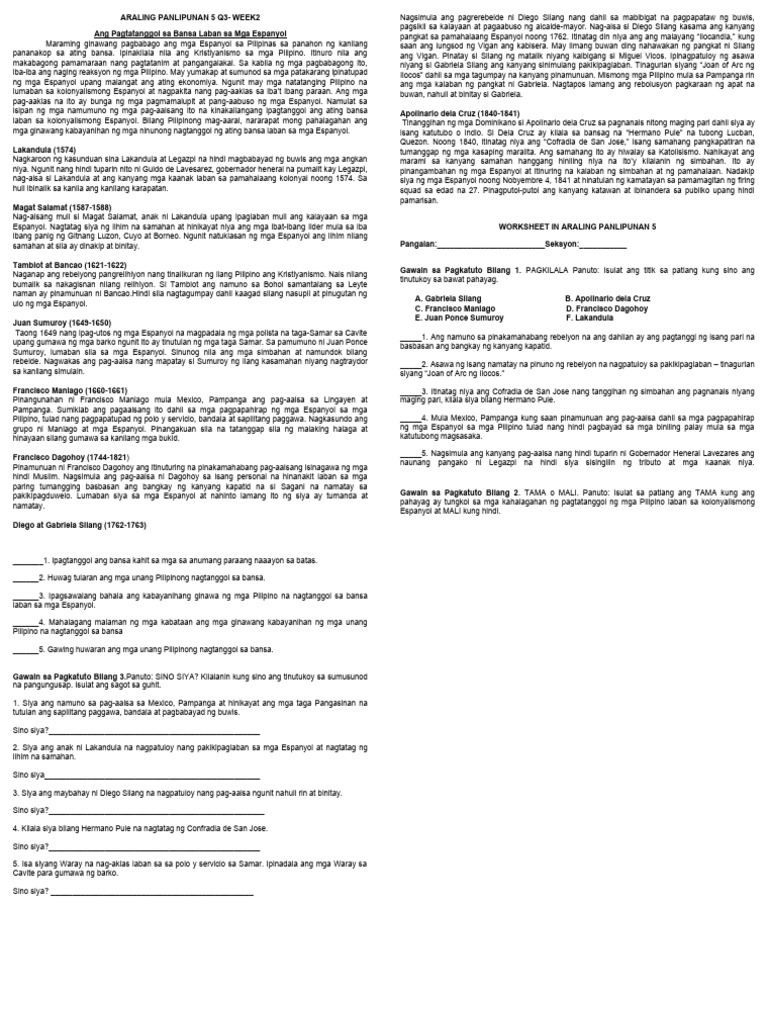 Quarter 3 Week 2 AP5 Module Worksheet | PDF