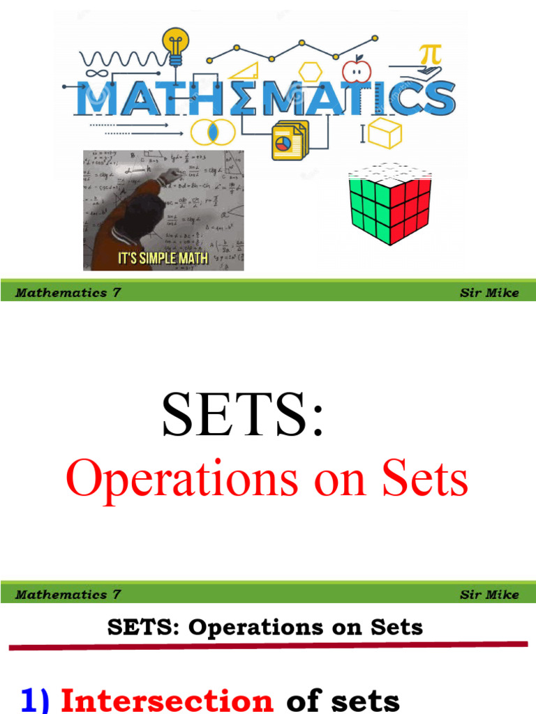 Math 7 - Lesson 1 (Operations On Sets) | PDF | Foods | Mediterranean ...