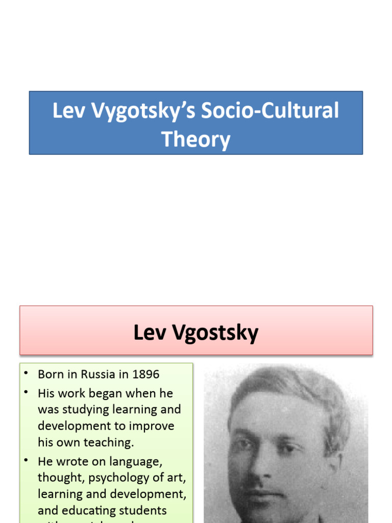 Lev Vygotsky - S Socio Cultural Theory | PDF | Human Development | Cognitive Science