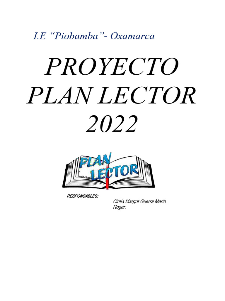 Plan Lector Piobamba 2022 | PDF | Cognición