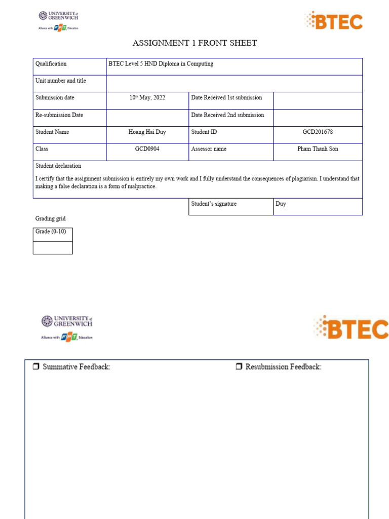 24-Assignment Frontsheet | PDF | Class (Computer Programming) | Computer File